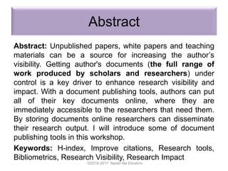 “Document publishing tools” for research visibility improvement | PDF
