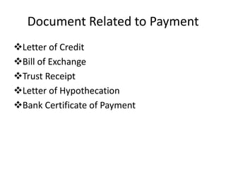 Document related to shipment | PPT