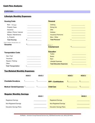 Worksheet - Cash Flow Analysis | DOC | Stocks and Bonds | Personal ...
