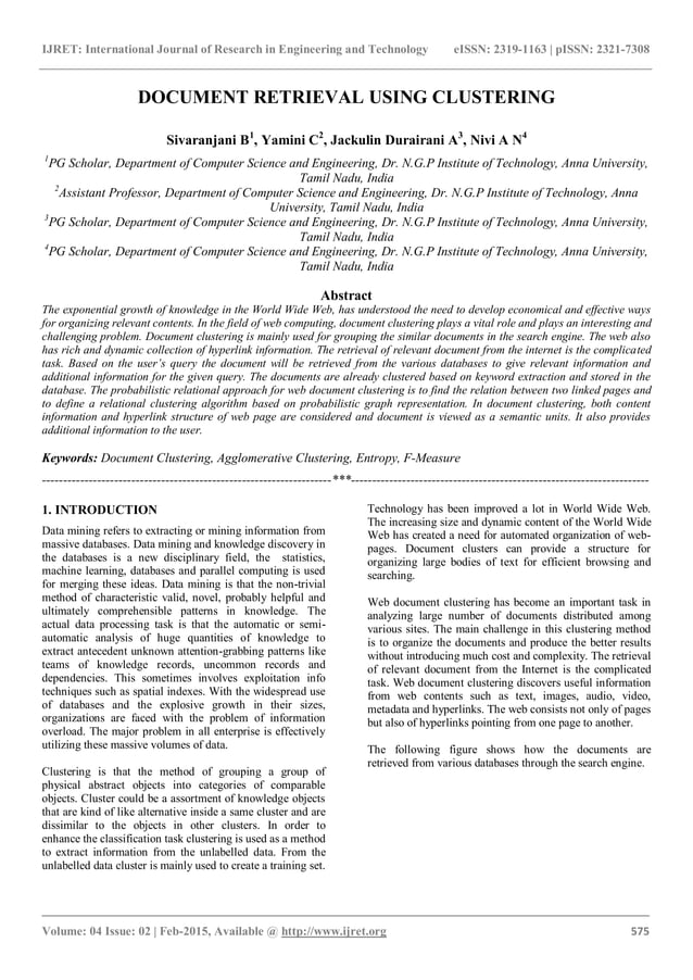 Document retrieval using clustering | PDF