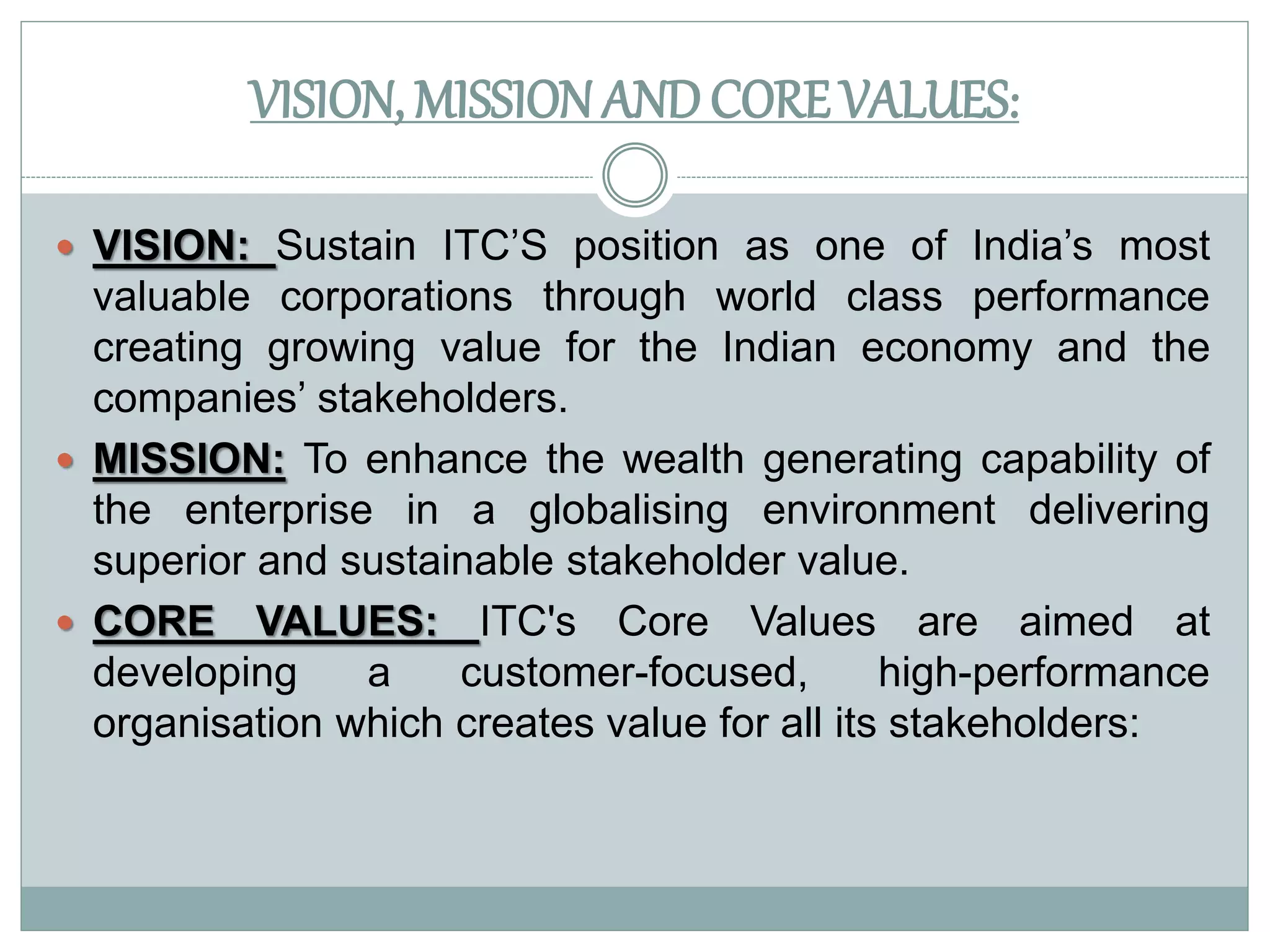 STRATEGIC PLAN OF INDIAN TOBACCO COMPANY (ITC) | PPTX