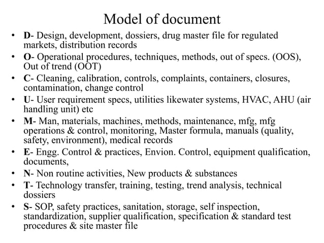 DOCUMENTS on quality of pharmaceutical products | PPTX