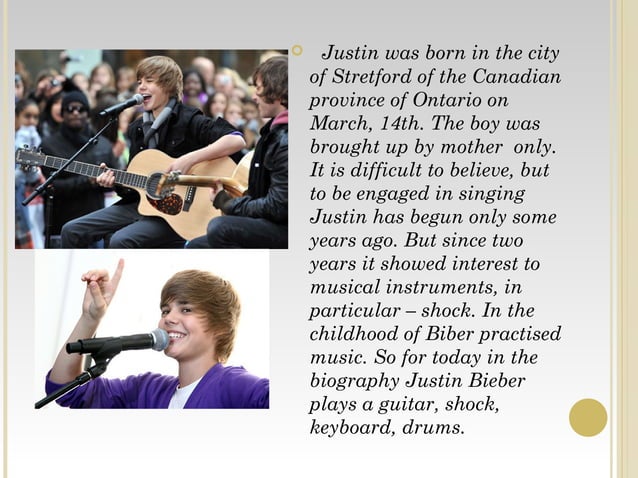 Justin Bieber biography | PPT