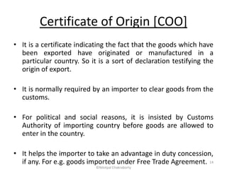 Documents for imports and exports | PPTX