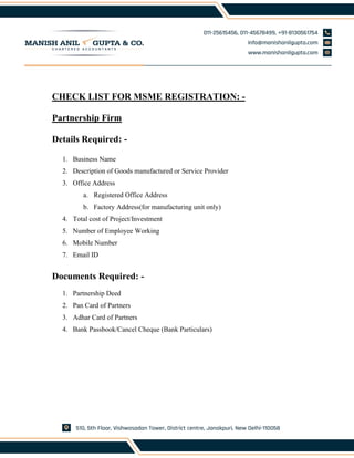 Documents for MSME registration (Partnership Firm).pdf