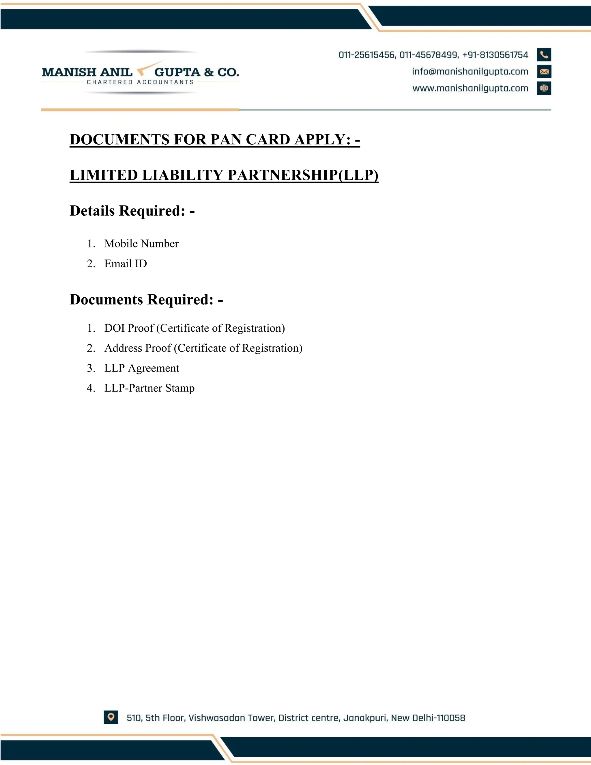 Documents Required for PAN Card Apply - MAG | PDF