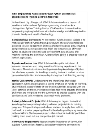 Best Software Training Centre in nagercoil | DOCX