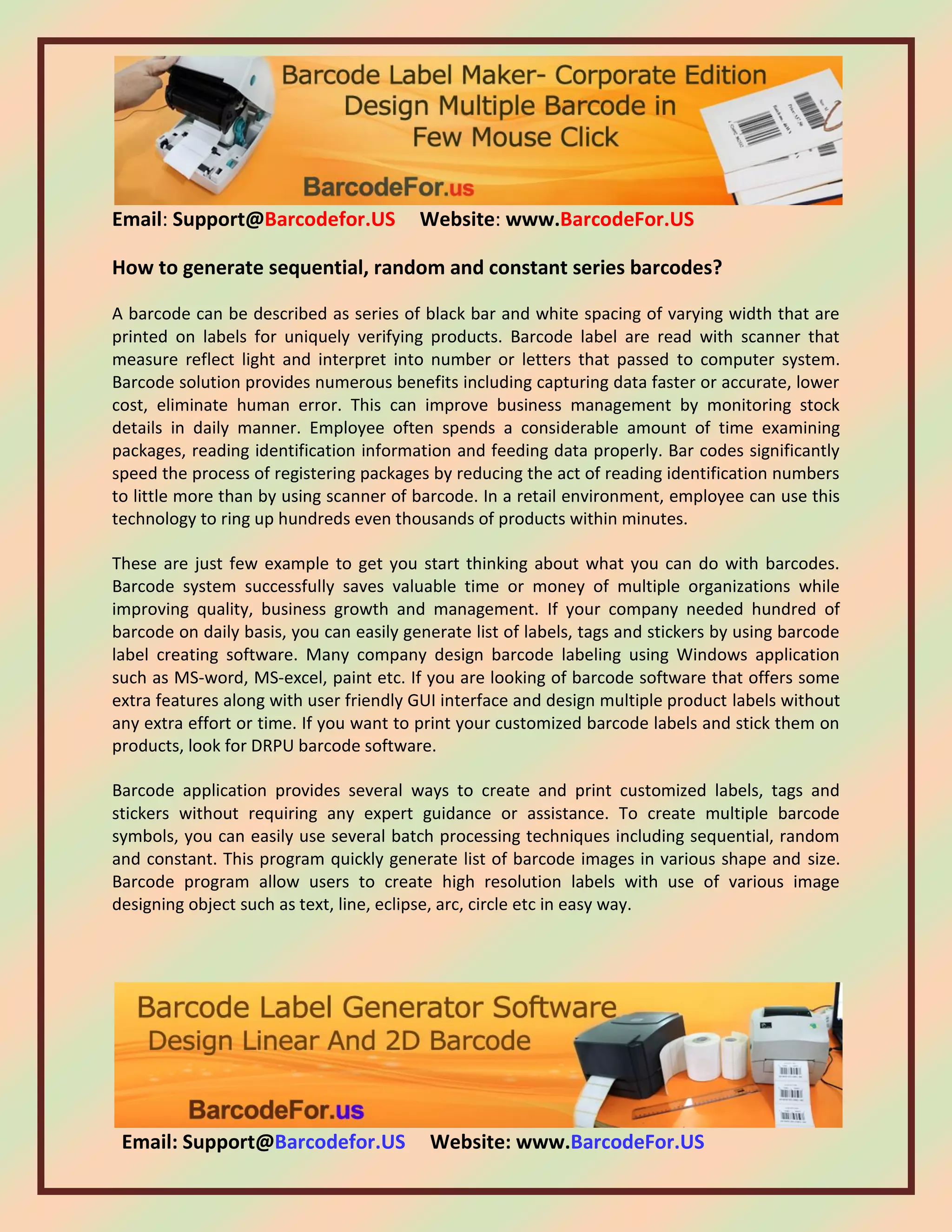 How to generate sequential, random and constant series barcodes? | PDF | Programming Languages ...