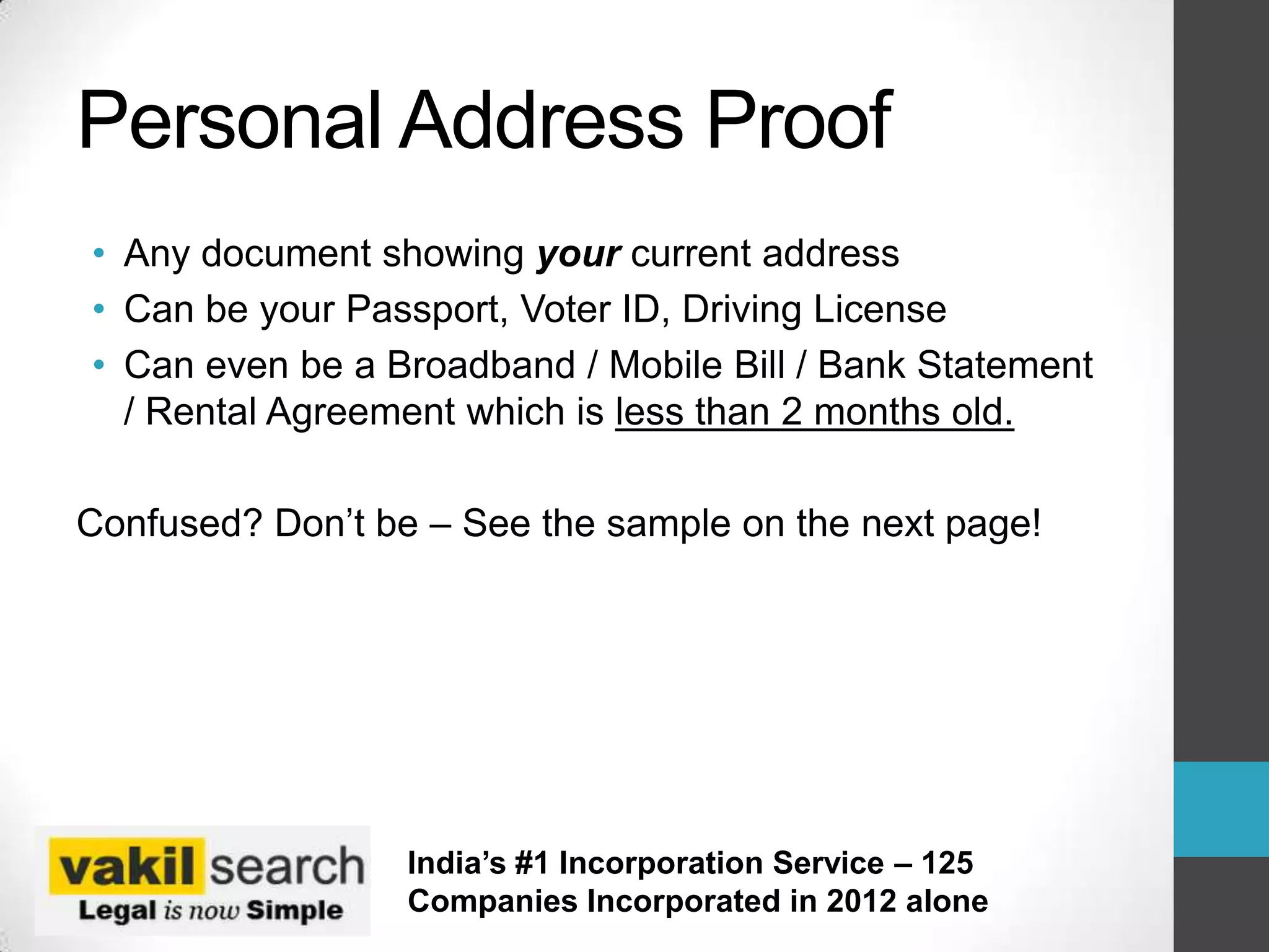 Documents needed for company incorporation | PPTX