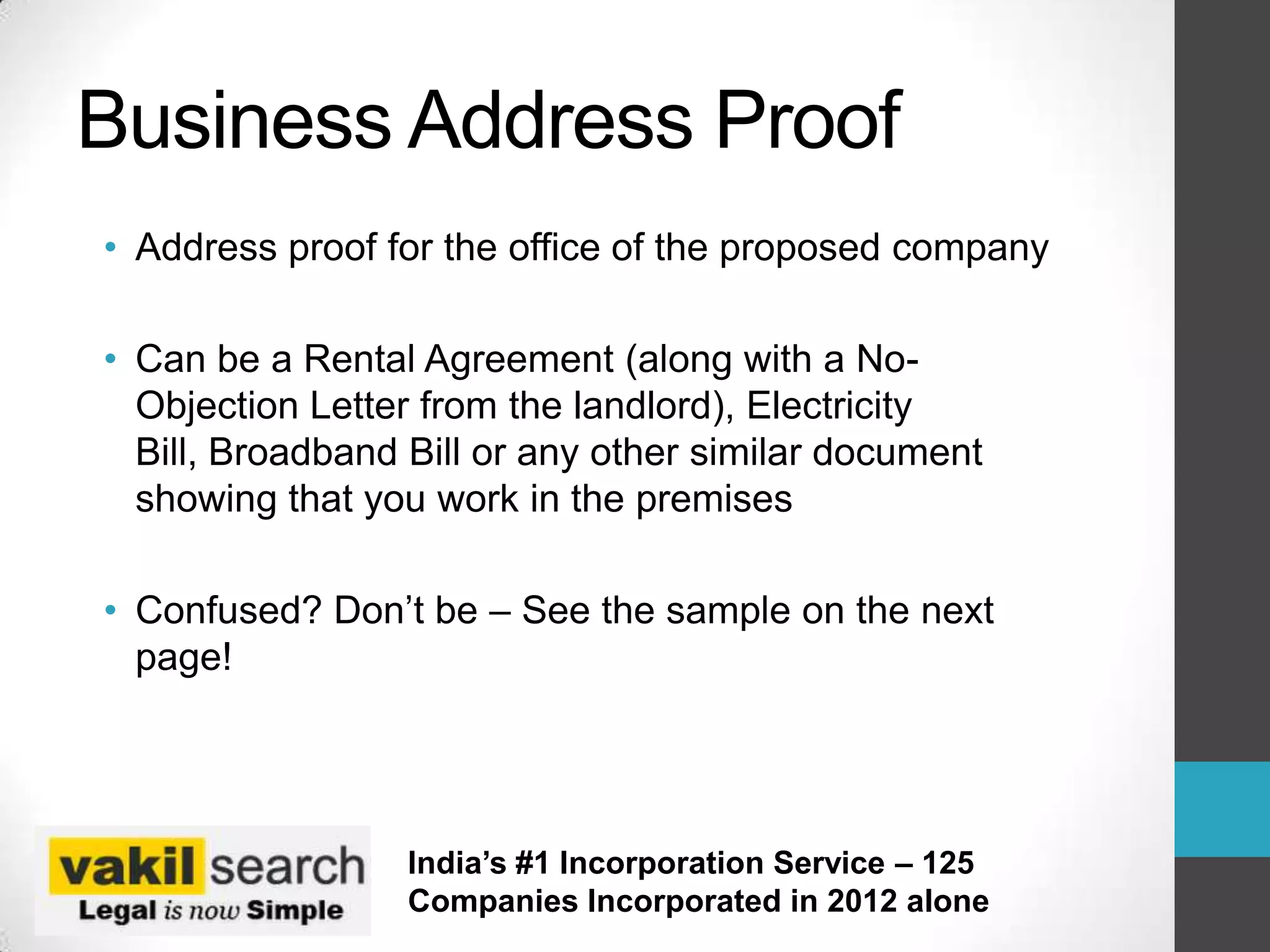 Documents needed for company incorporation | PPTX