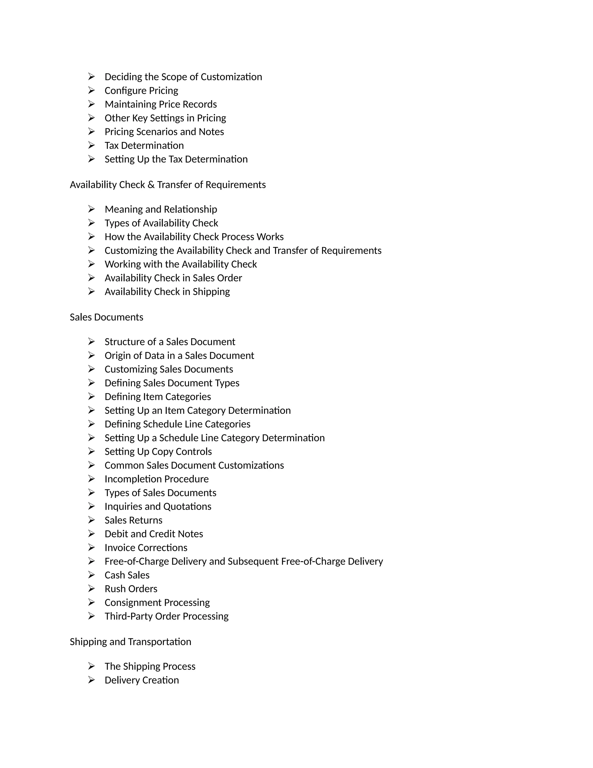 sap sd tutorial syllabus list on study students helps | PDF