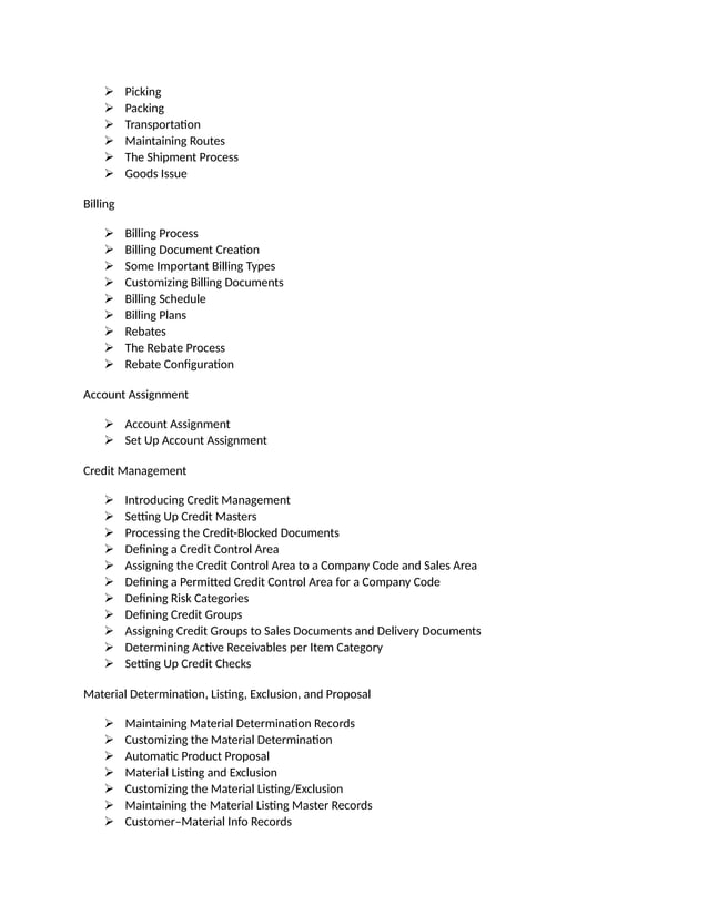sap sd tutorial syllabus list on study students helps | PDF