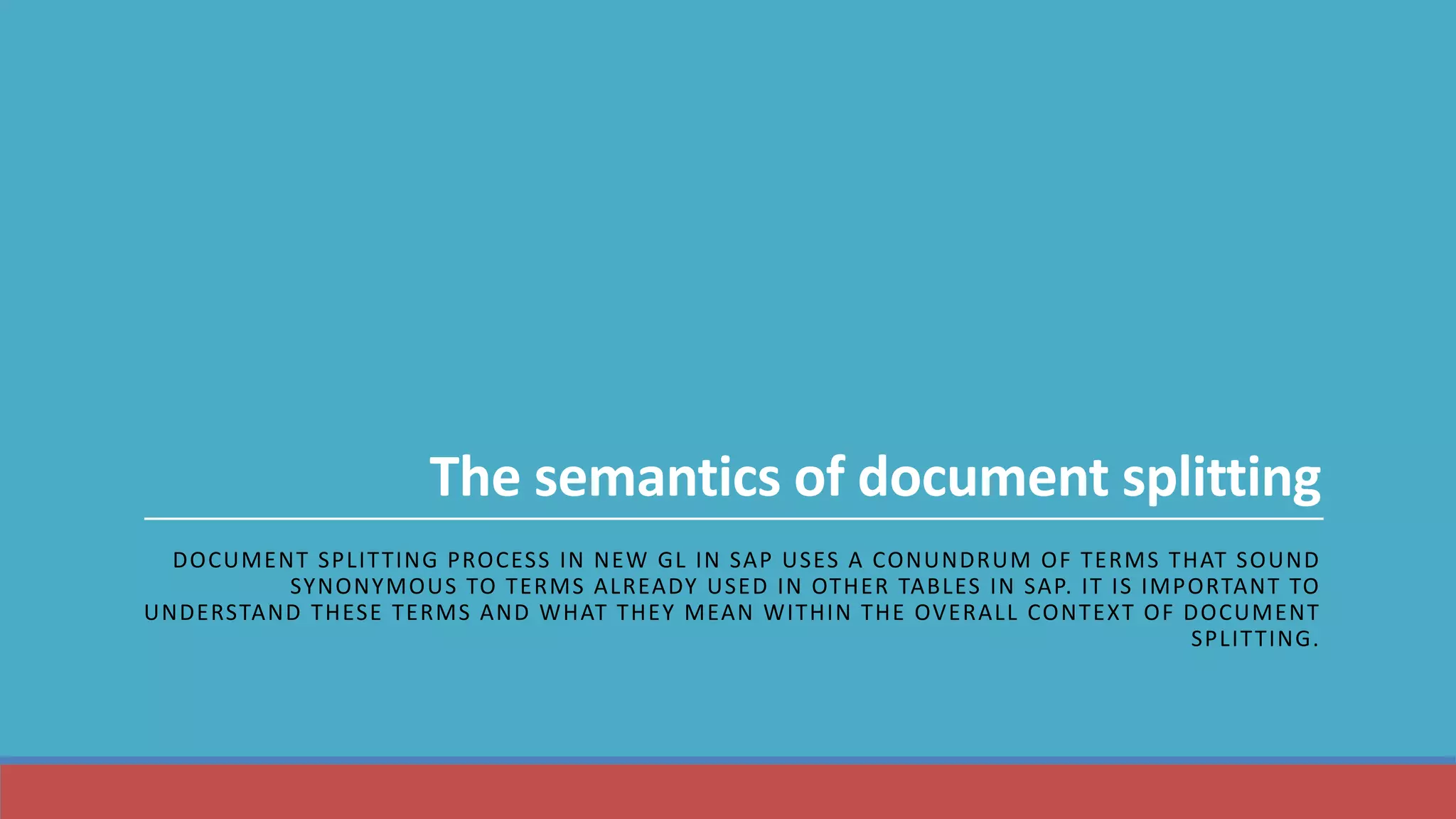 Document splitting in New GL in SAP | PDF