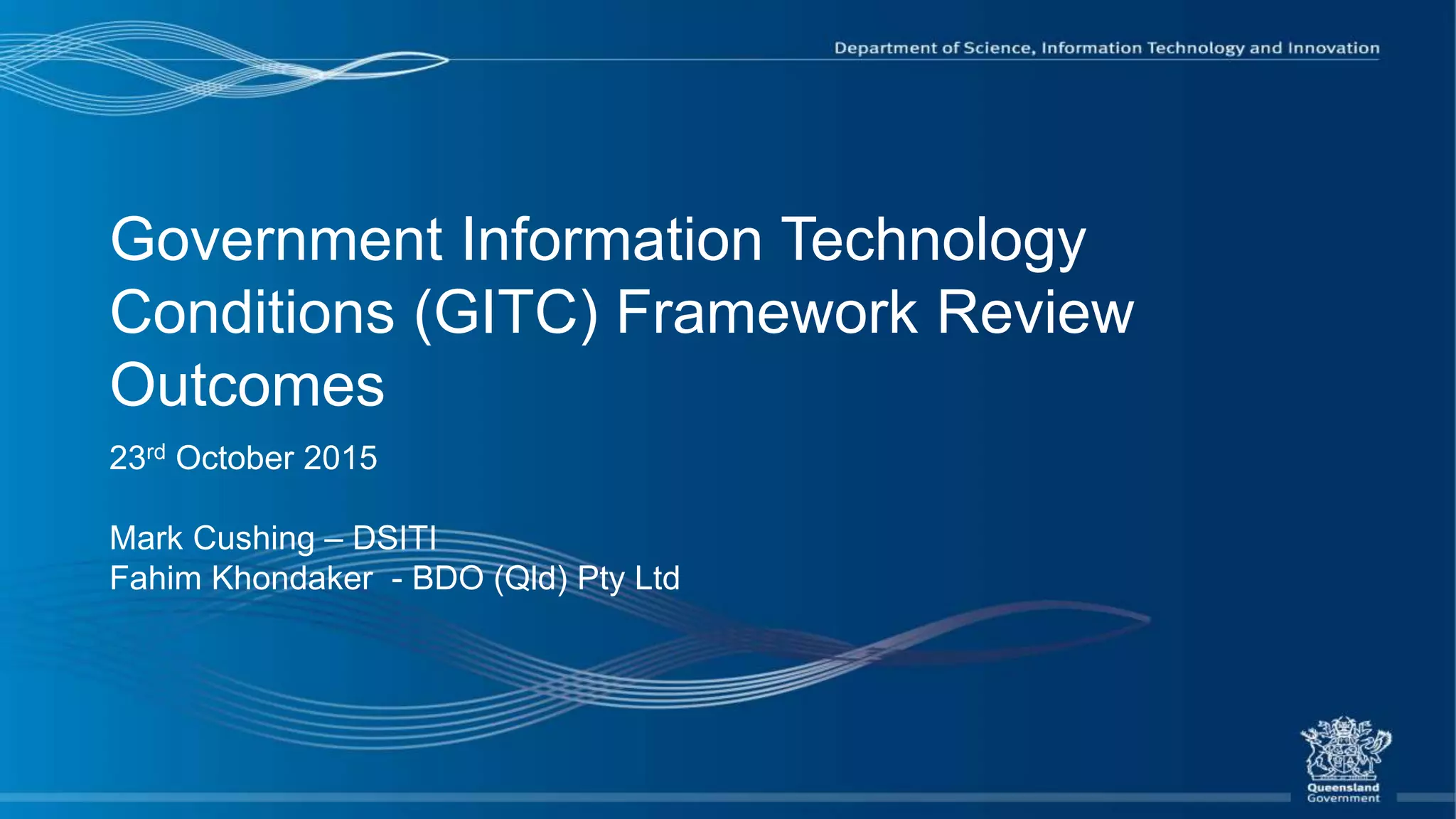 Partners in Technology (PiT) - GITC Framework Review Outcomes - 23 ...