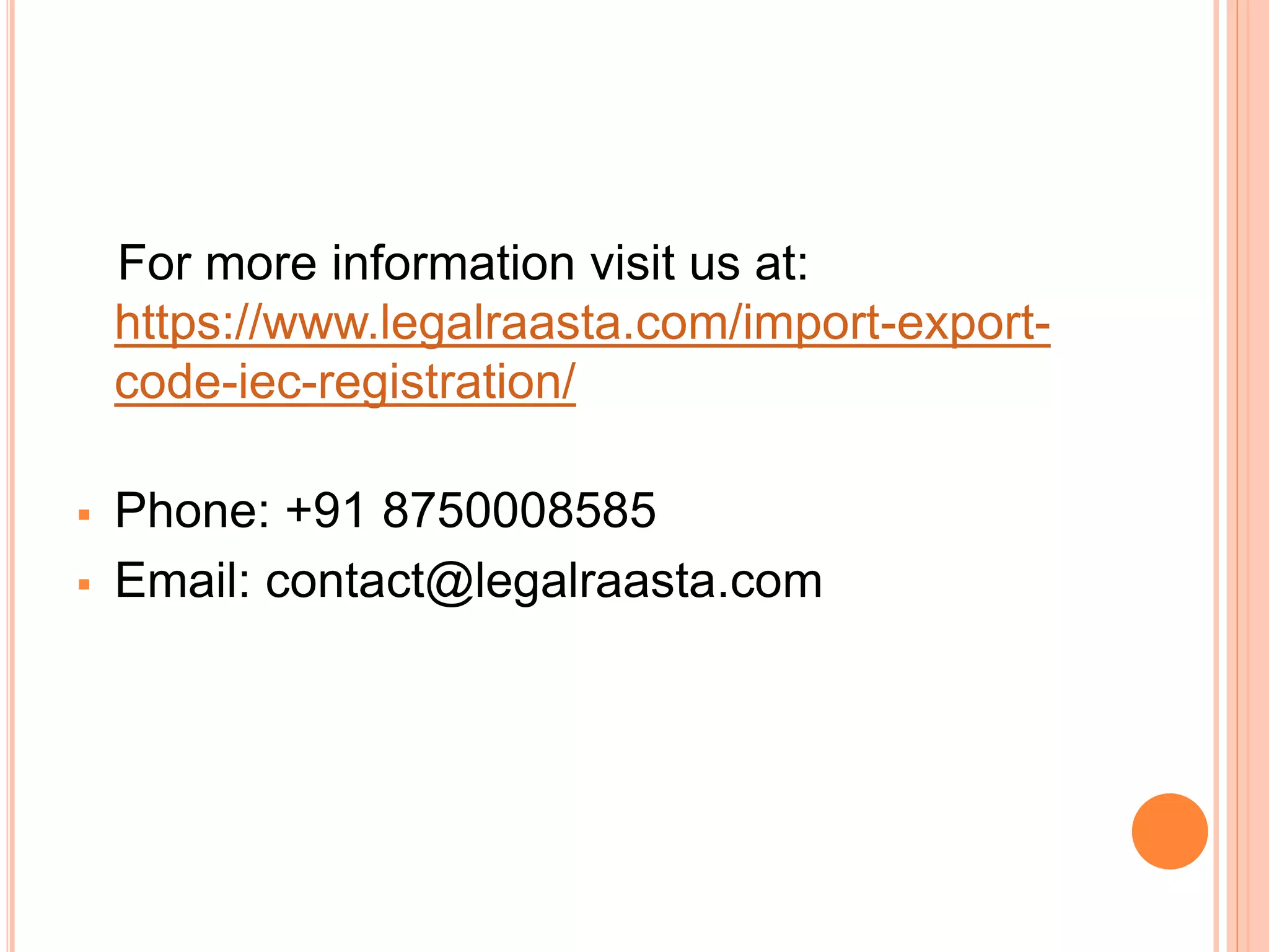 Documents Required for IEC Code Registration | Legalraasta | PPTX