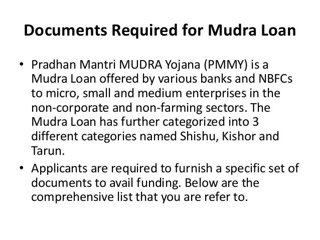 Documents Required for Mudra Loan | PPT