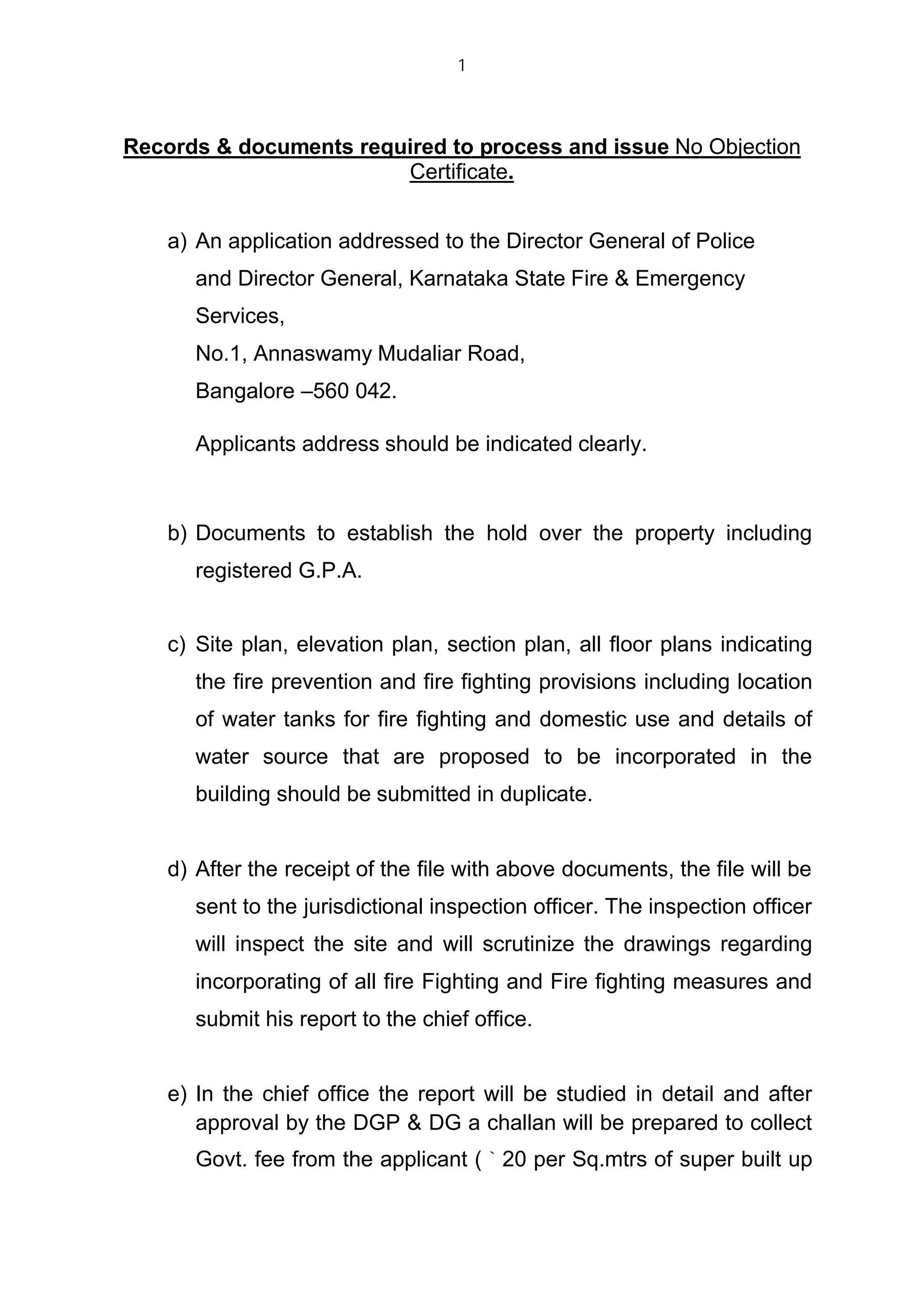 Documents requred for noc | PDF