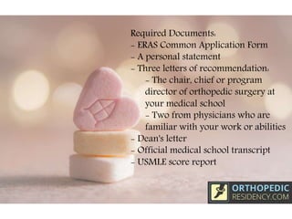 Documents to Apply to Orthopedic Residency Programs | PPTX