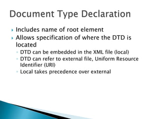 Document Type Definitions | PPTX | Internet | Computing