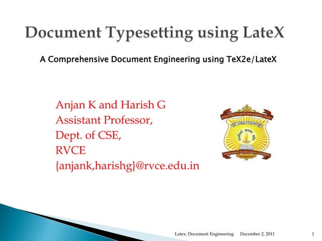 Document typesetting using LateX | PPT