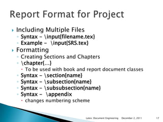 Document typesetting using LateX | PPT