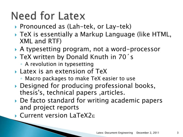 Document typesetting using LateX | PPT