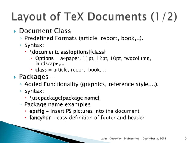 Document typesetting using LateX | PPT