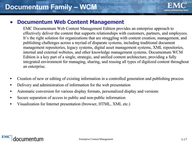 Documentum Overview | PPT | Desktop Publishing | Computer Software and ...