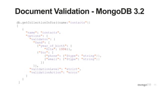 Document Validation in MongoDB 3.2 | PPTX