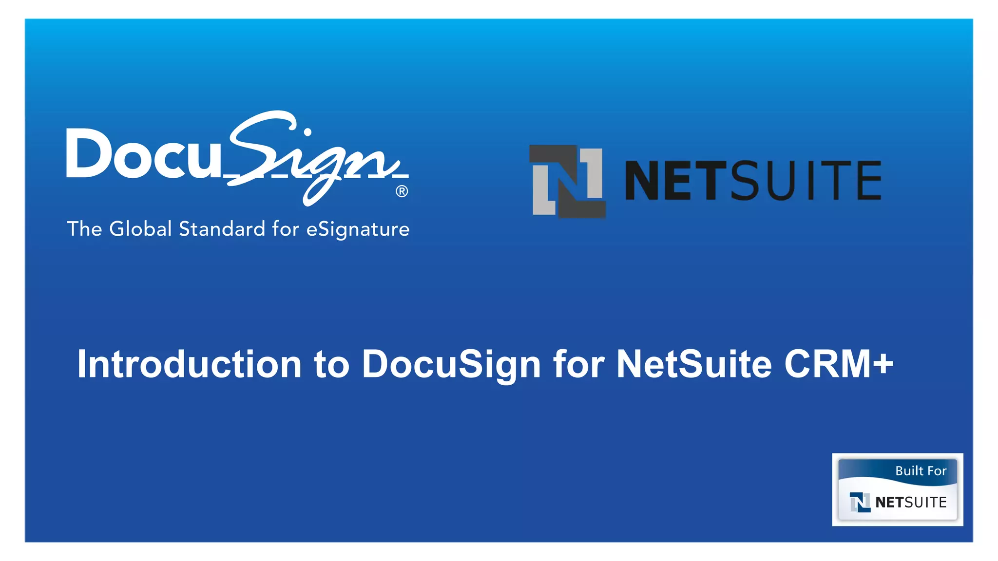 DocuSign for NetSuite CRM webinar | PPT