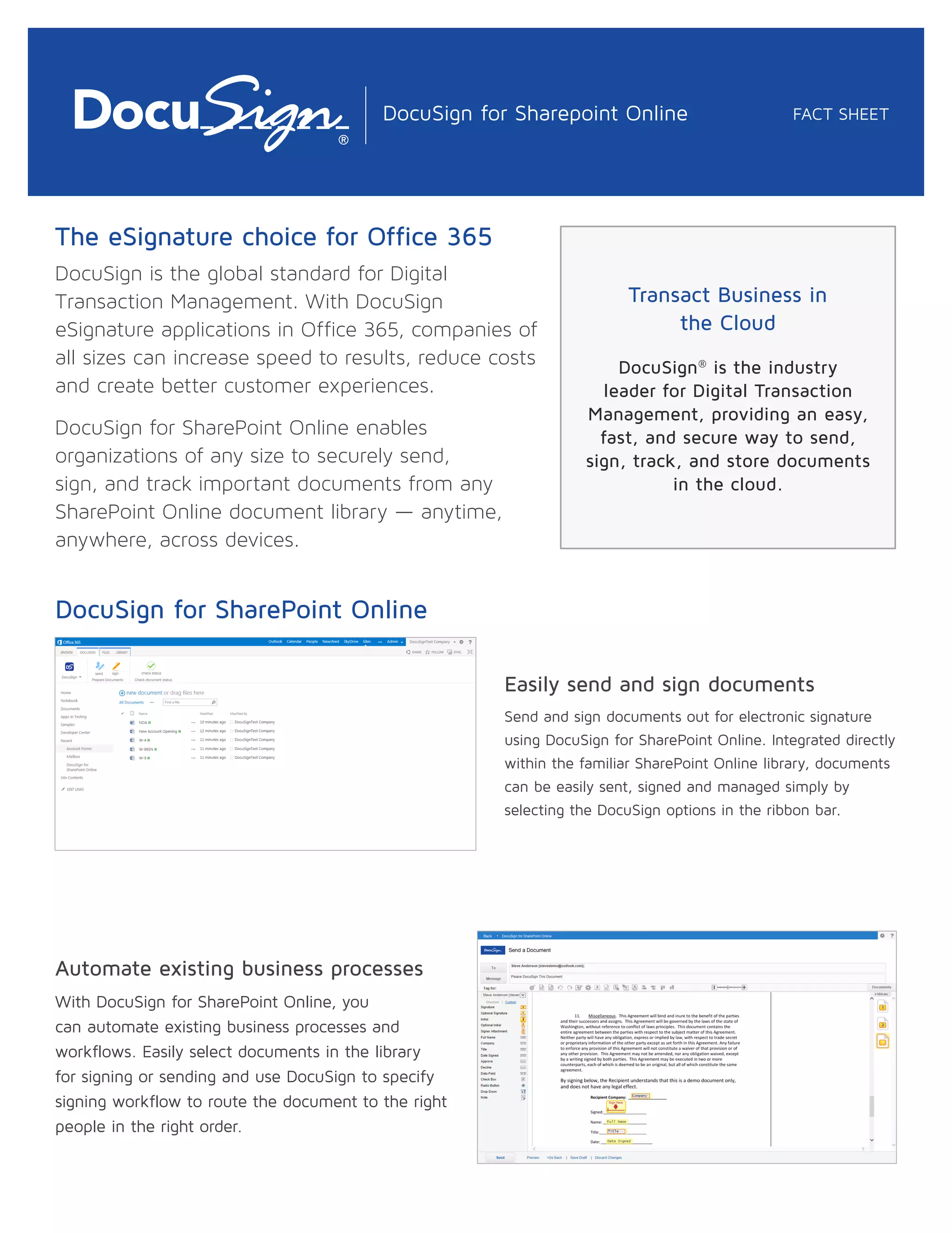 DocuSign Digital Signatures for SharePoint Online from Atidan | PDF