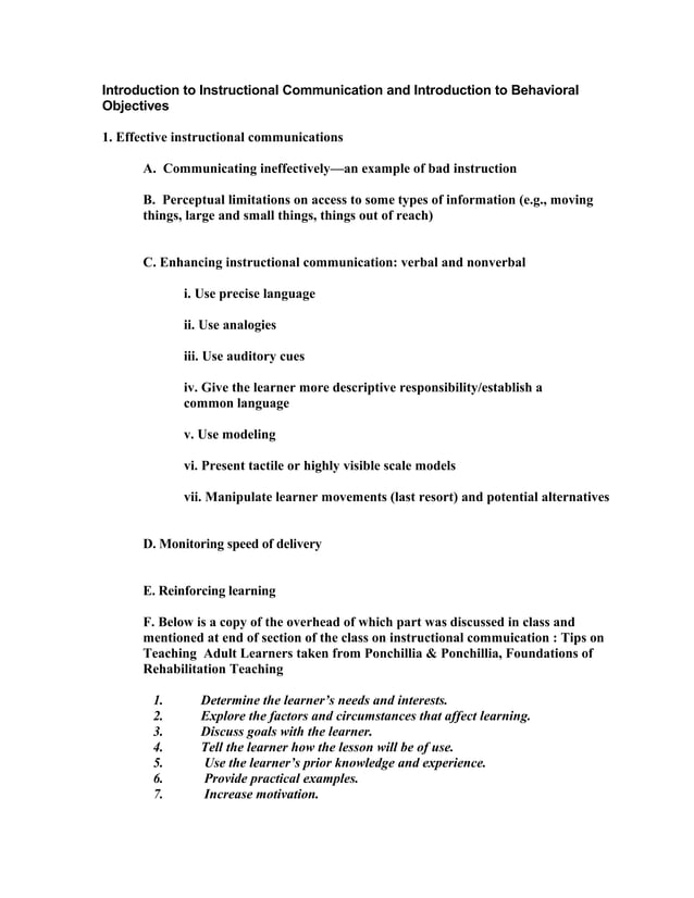 Doc version outline instruct commun & behav objs | PDF | Free Download