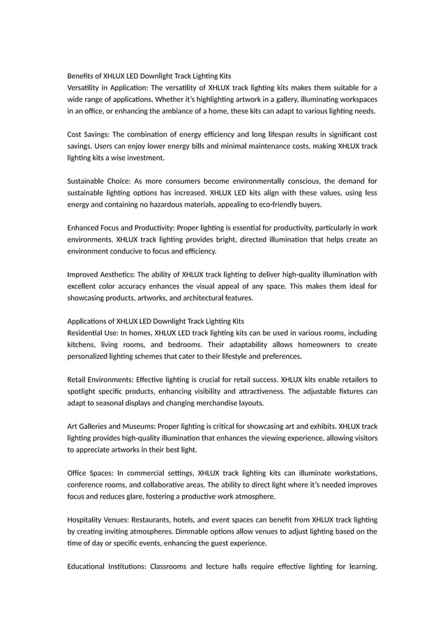 Illuminating Spaces: A Deep Dive into XHLUX LED Downlight Track Lighting Kits | DOCX