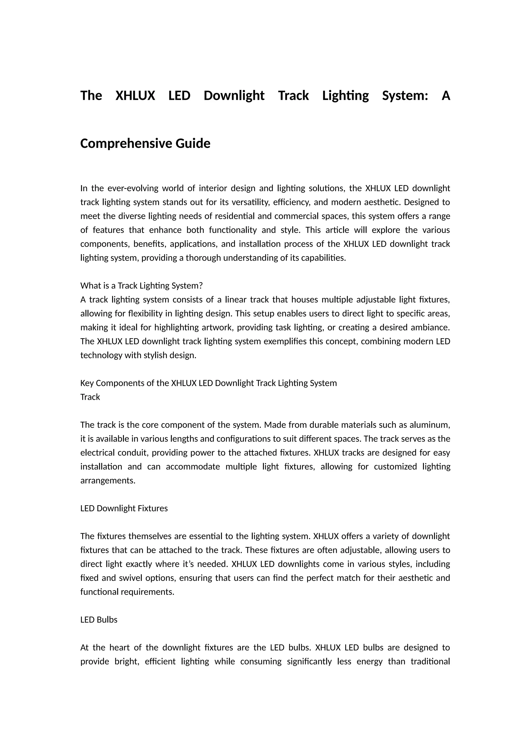 The XHLUX LED Downlight Track Lighting System: A Comprehensive Guide | DOCX