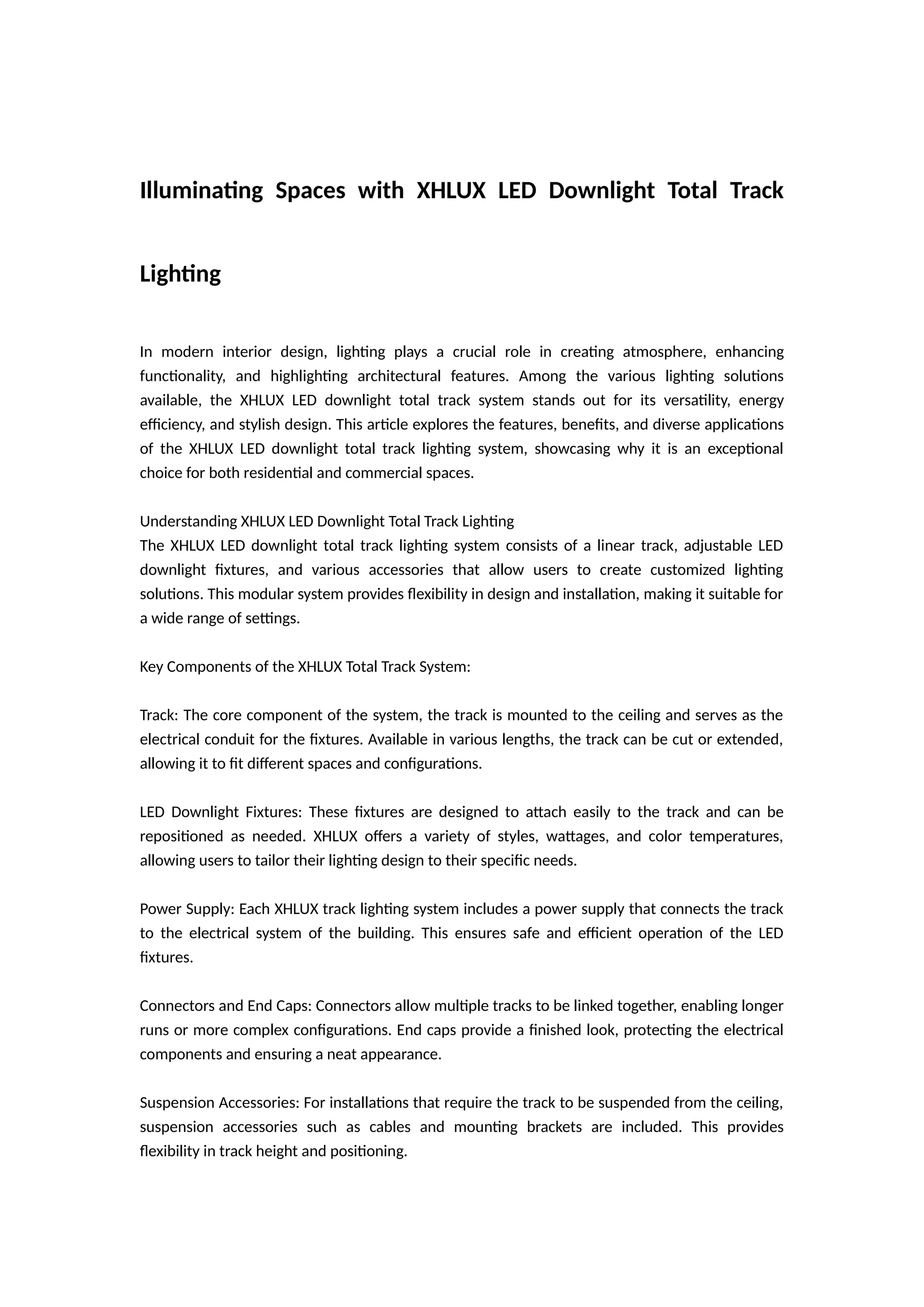 Illuminating Spaces with XHLUX LED Downlight Total Track Lighting | DOCX