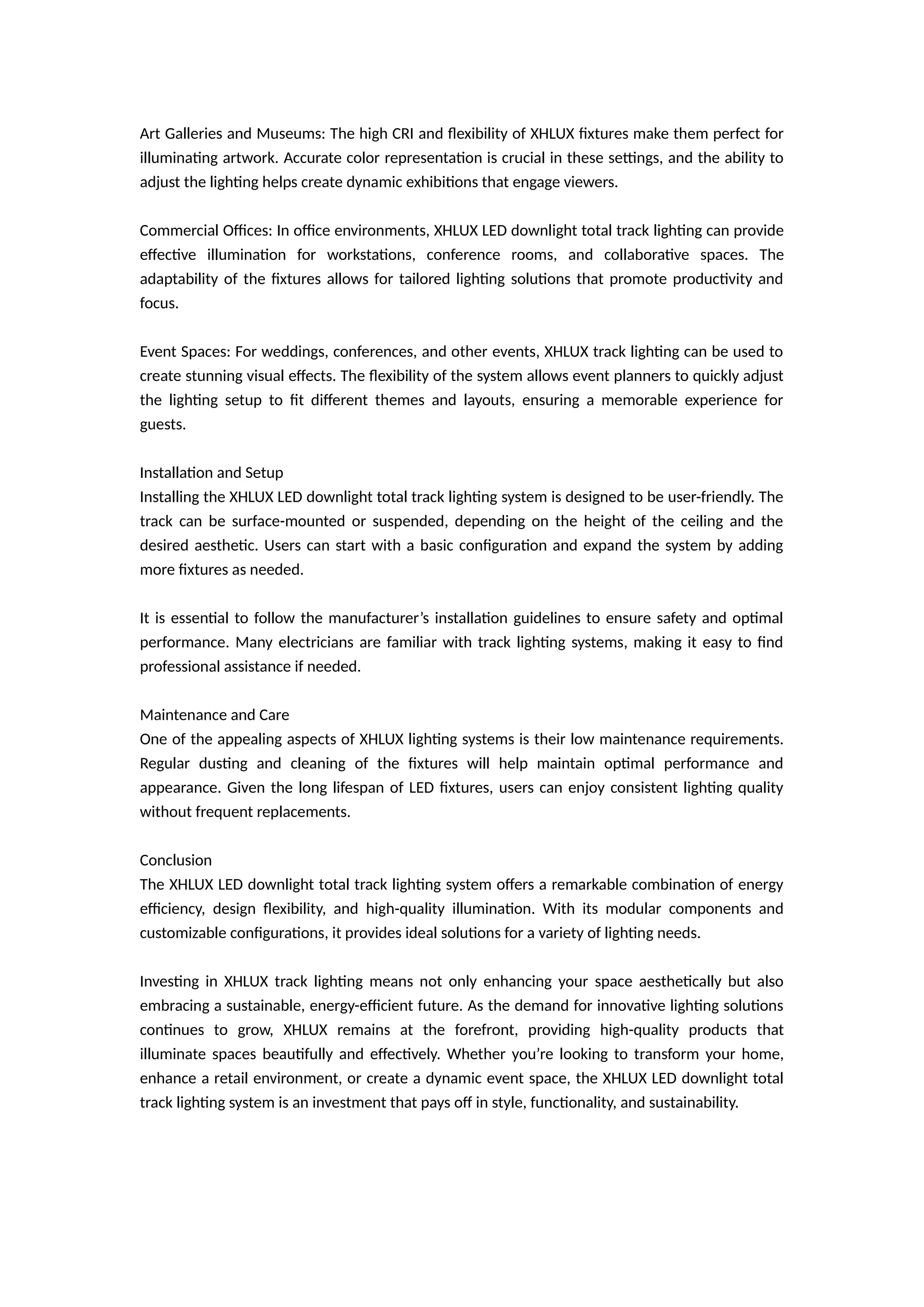 Illuminating Spaces with XHLUX LED Downlight Total Track Lighting | DOCX