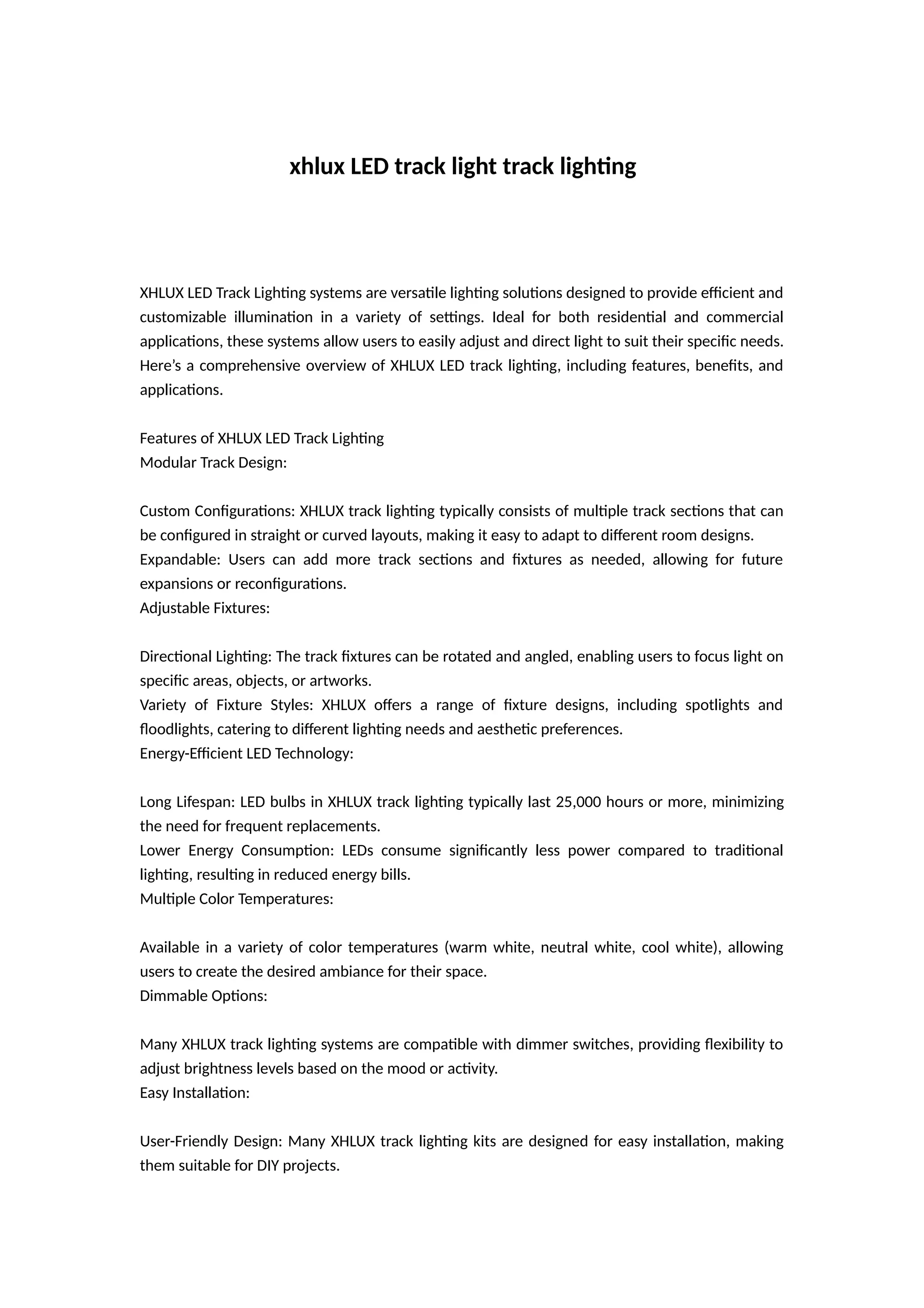 xhlux LED track light track lighting track lighting | DOCX