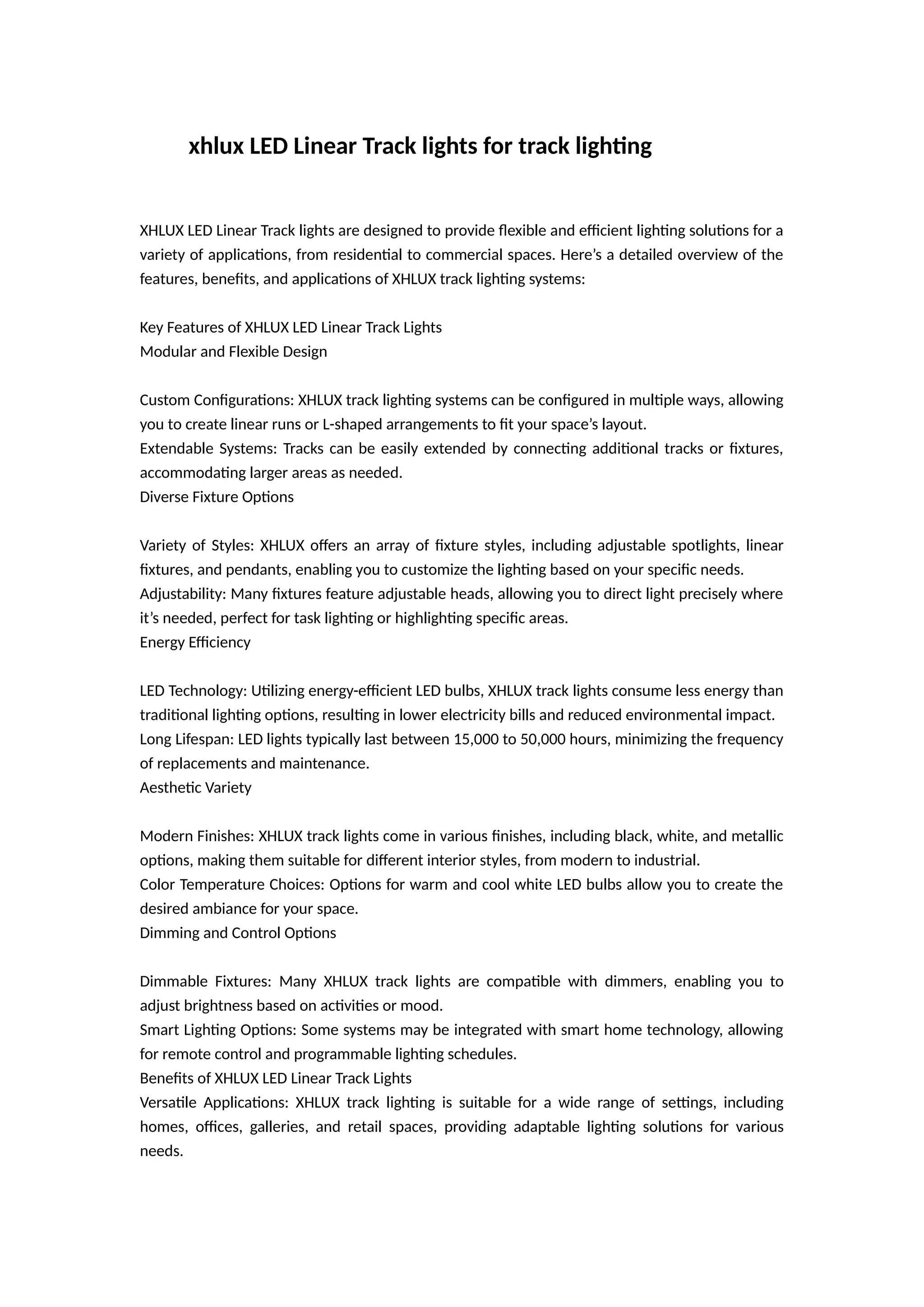 xhlux LED Linear Track lights for track lighting | DOCX