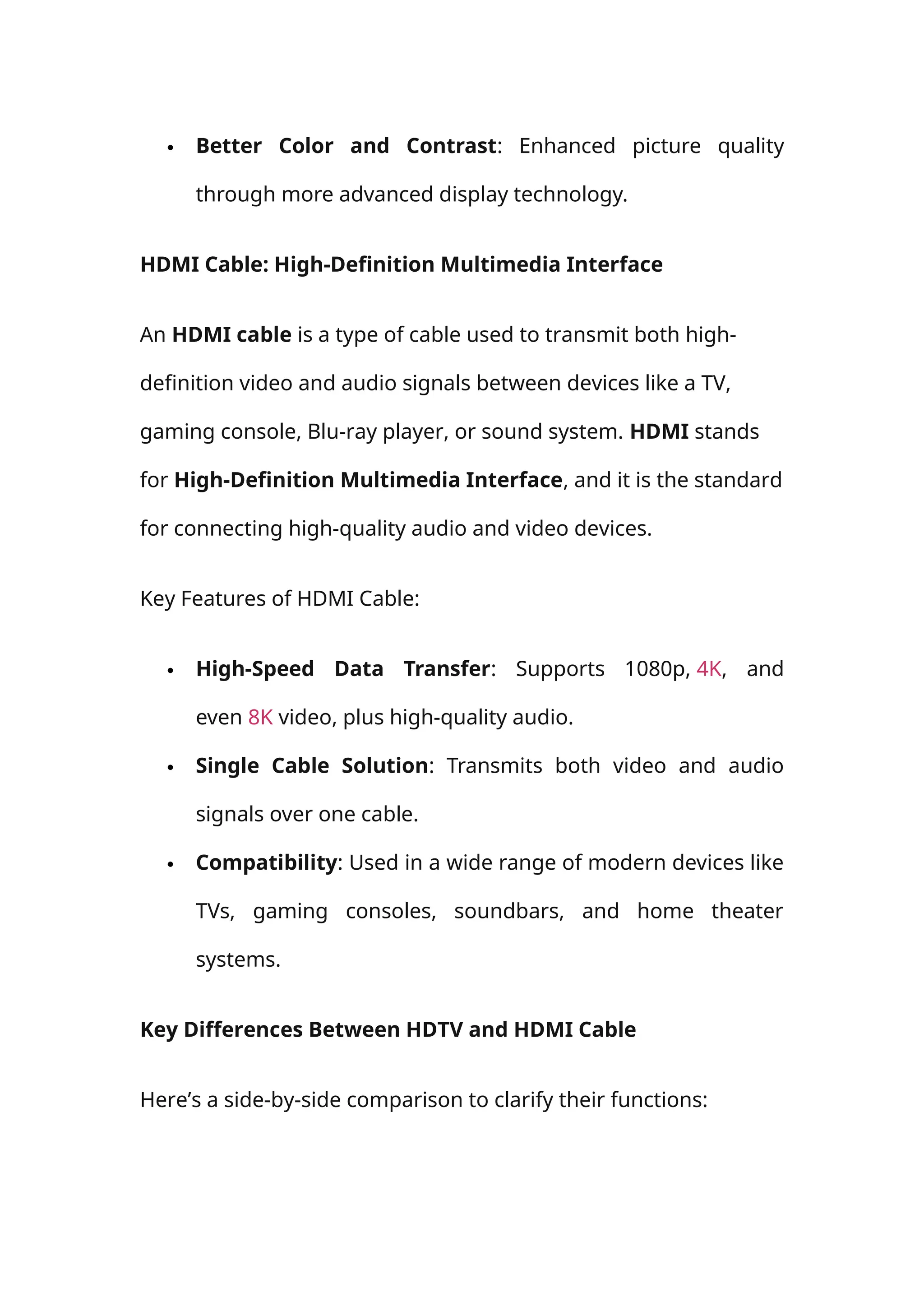 What Is the Difference Between Hdtv and HDMI Cable? | DOCX