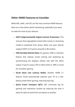 Understanding HDMI Cable Features: ARC, eARC, CEC, and More | DOCX