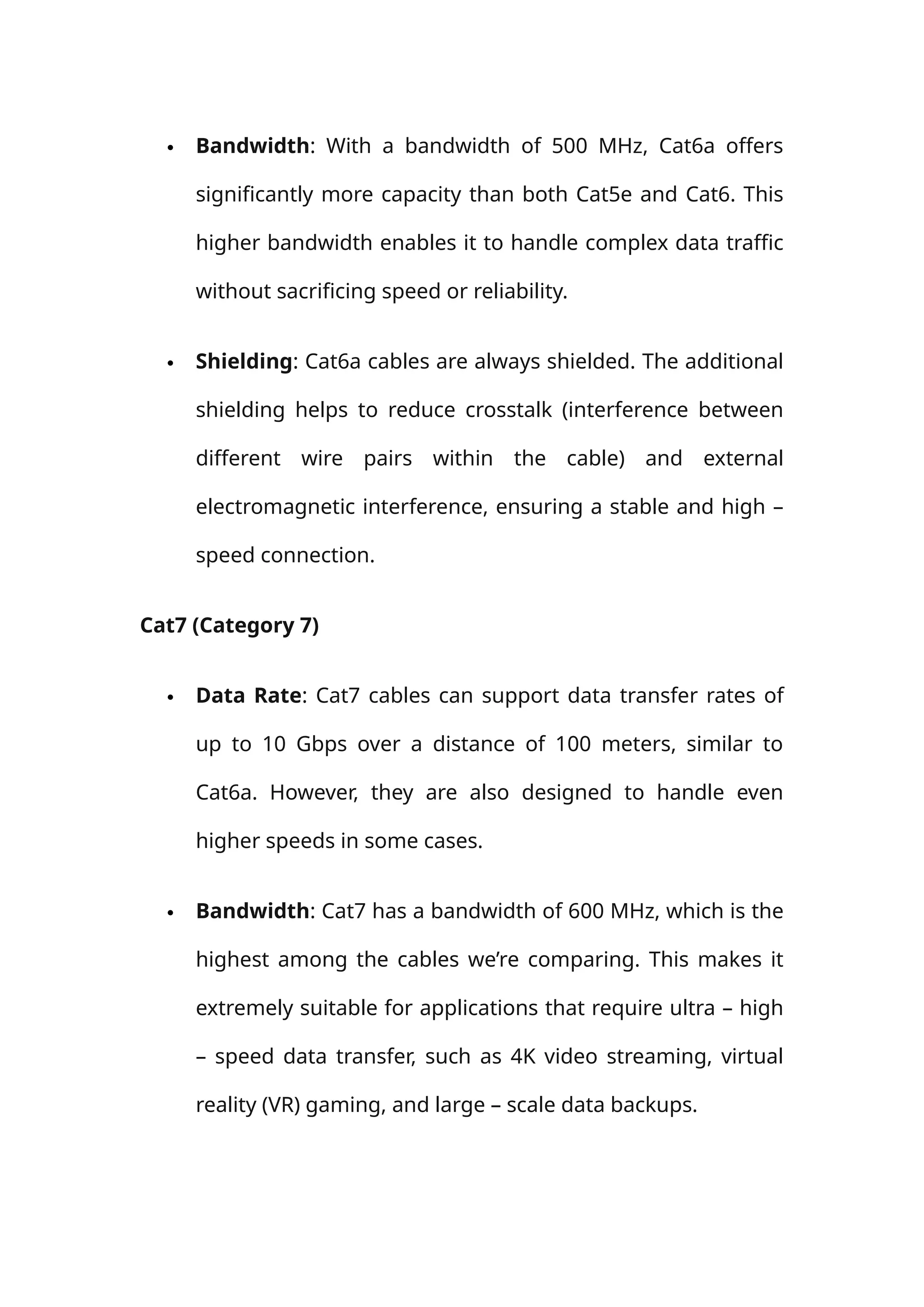 Cat5e vs. Cat6 vs. Cat6a vs. Cat7: Selecting Ethernet Cables? | PDF