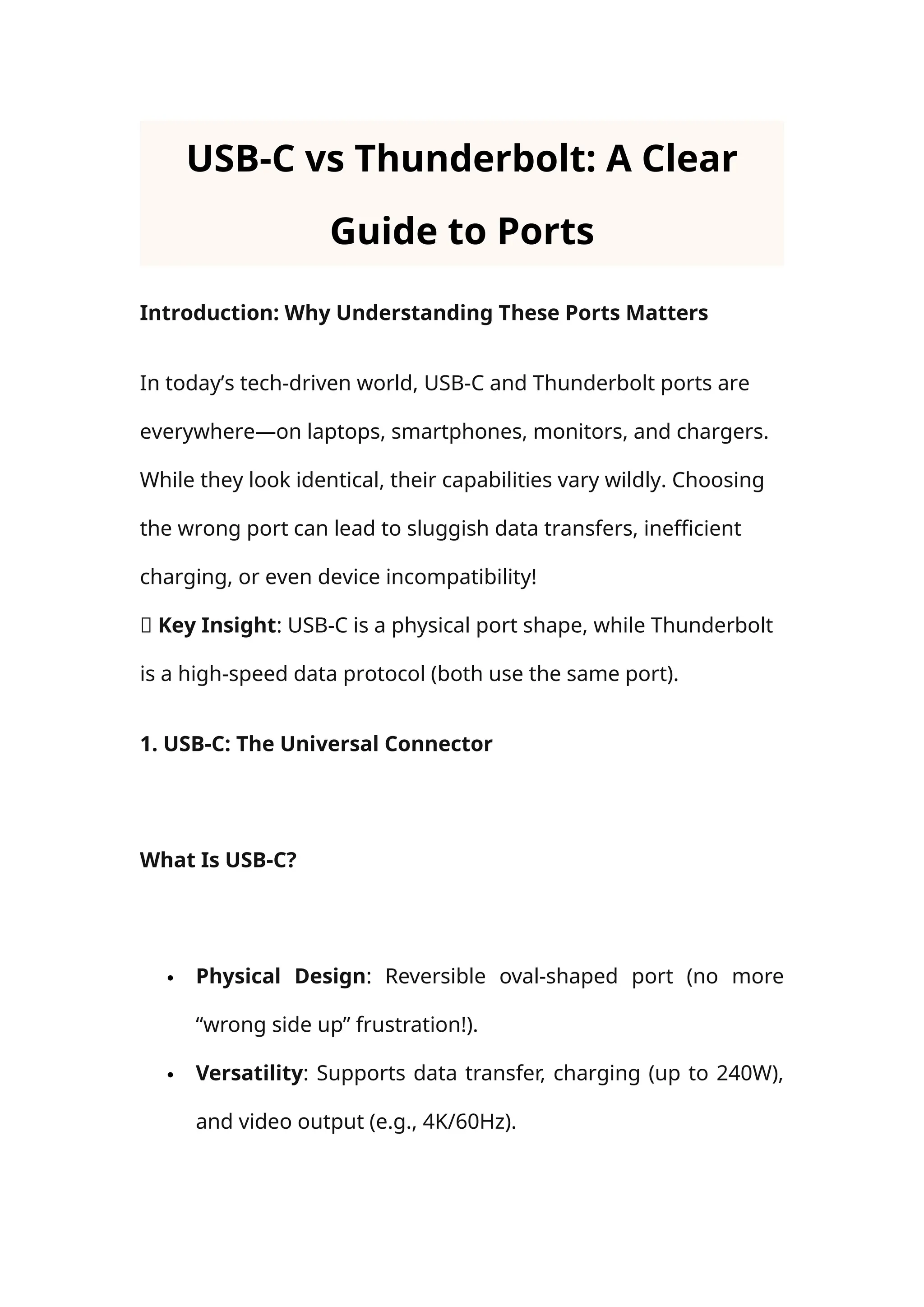 USB-C vs Thunderbolt: A Clear Guide to Ports | DOCX