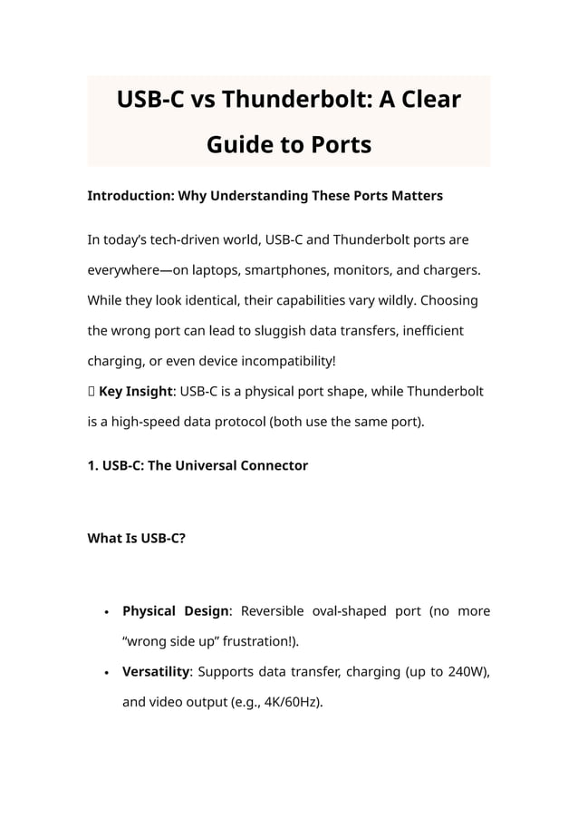 USB-C vs Thunderbolt: A Clear Guide to Ports | DOCX