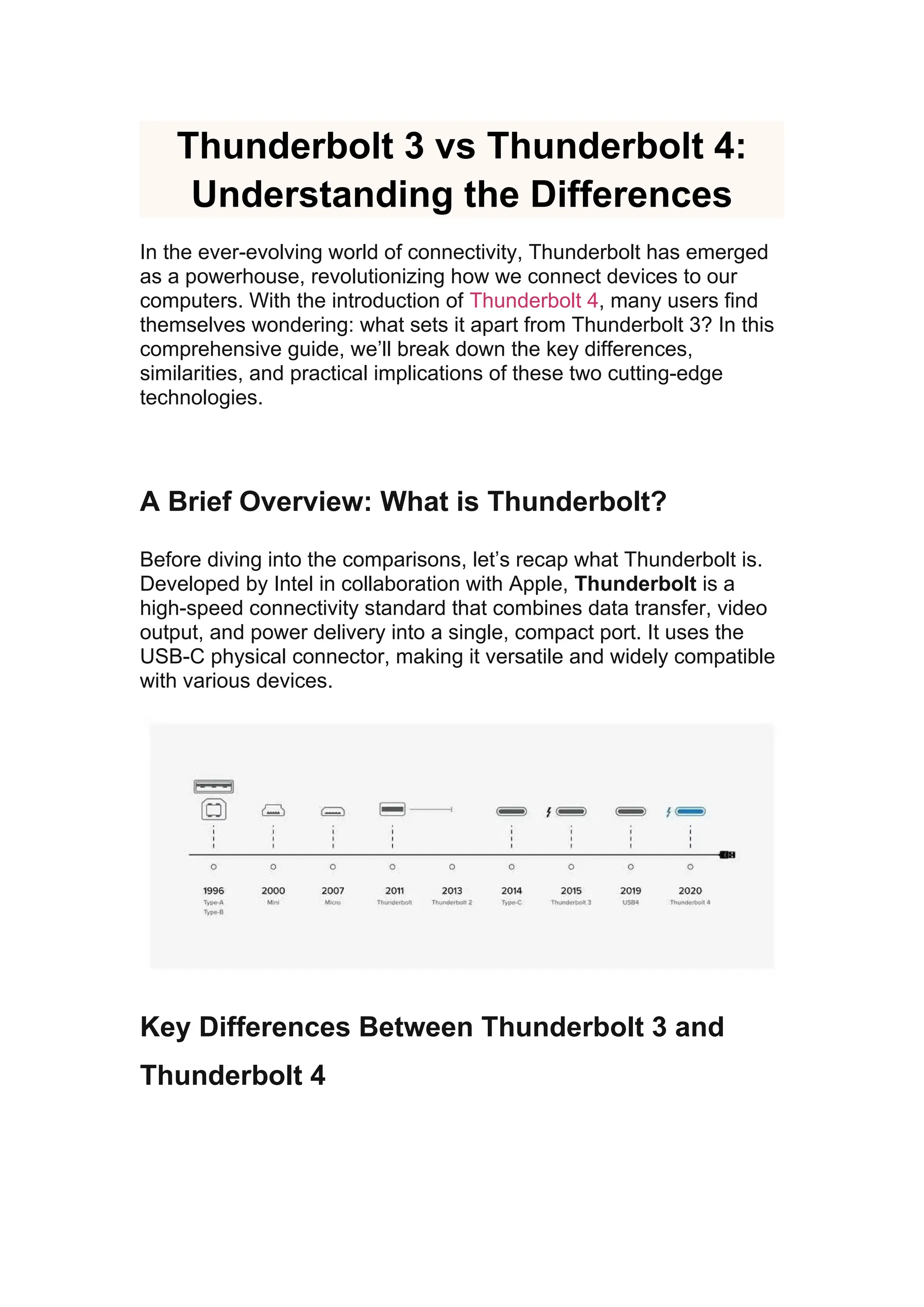 Thunderbolt 3 vs Thunderbolt 4: Understanding the Differences | DOCX