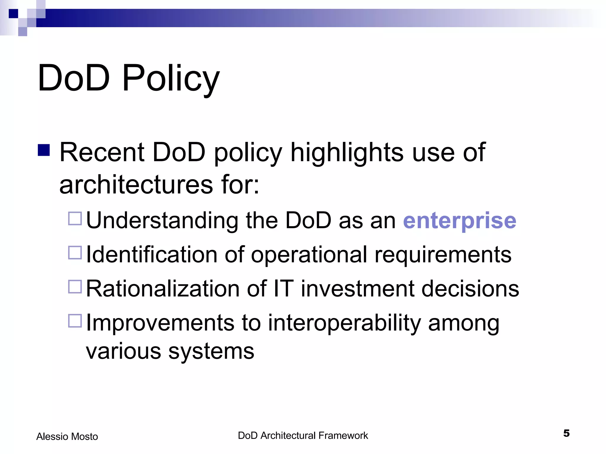 Dod Architecture Framework Overview Ppt