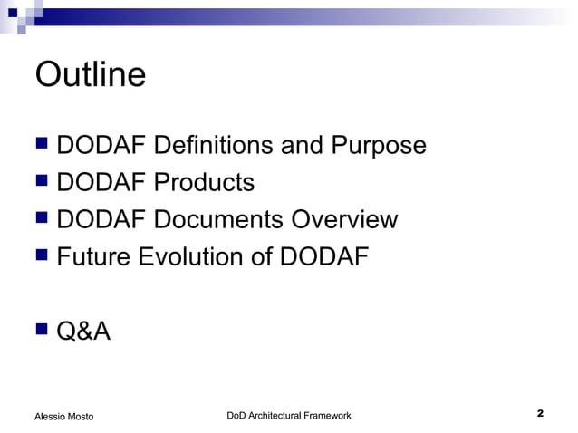 DoD Architecture Framework Overview | PPT