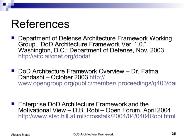 DoD Architecture Framework Overview | PPT | Defense Industry | Industries