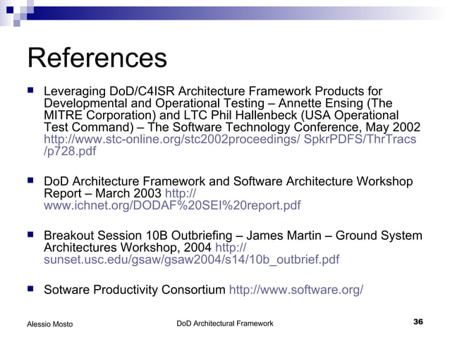 DoD Architecture Framework Overview | PPT | Defense Industry | Industries