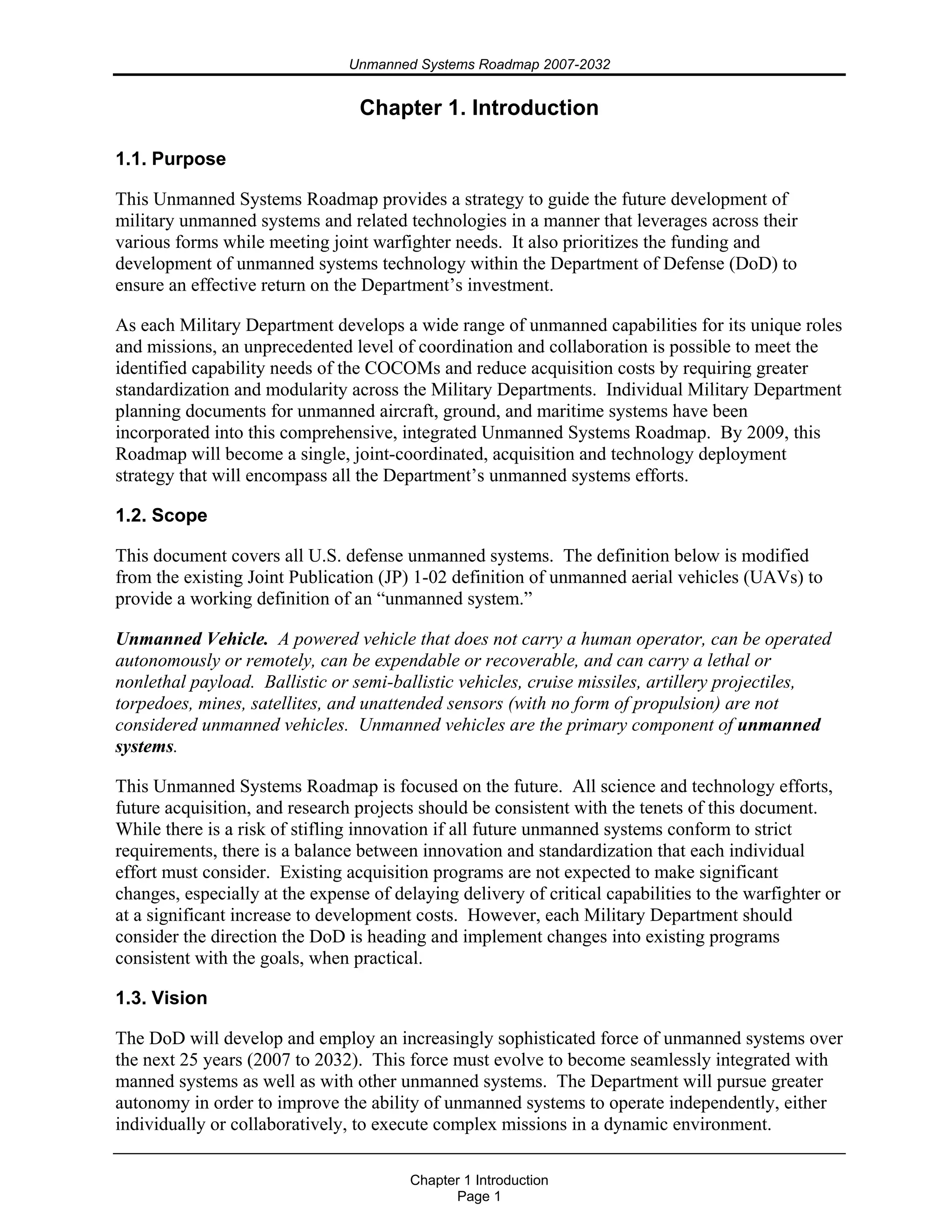 Dod Unmanned Systems Roadmap 2007-2032 | PDF