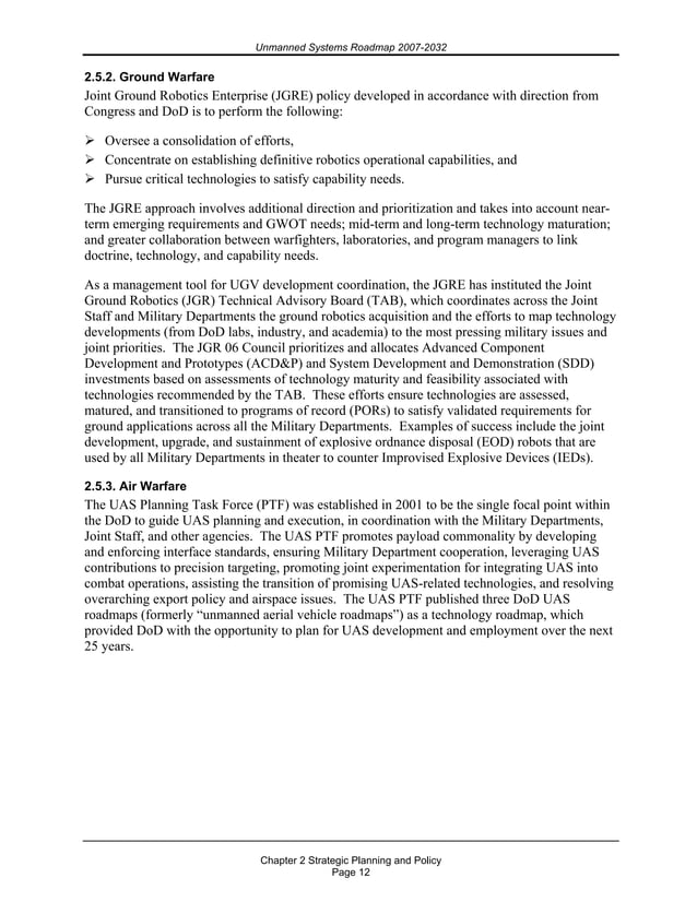 Dod Unmanned Systems Roadmap 2007-2032 | PDF